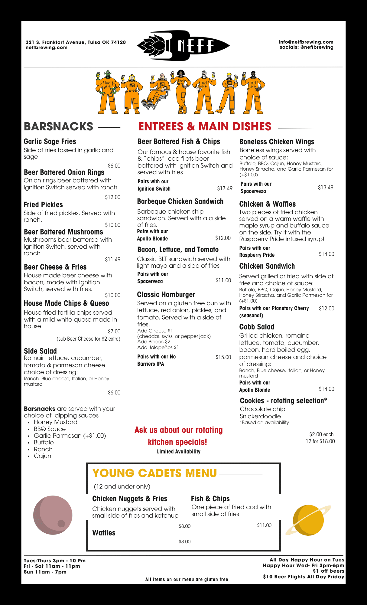 Taplist and Food Menu - NEFF Brewing