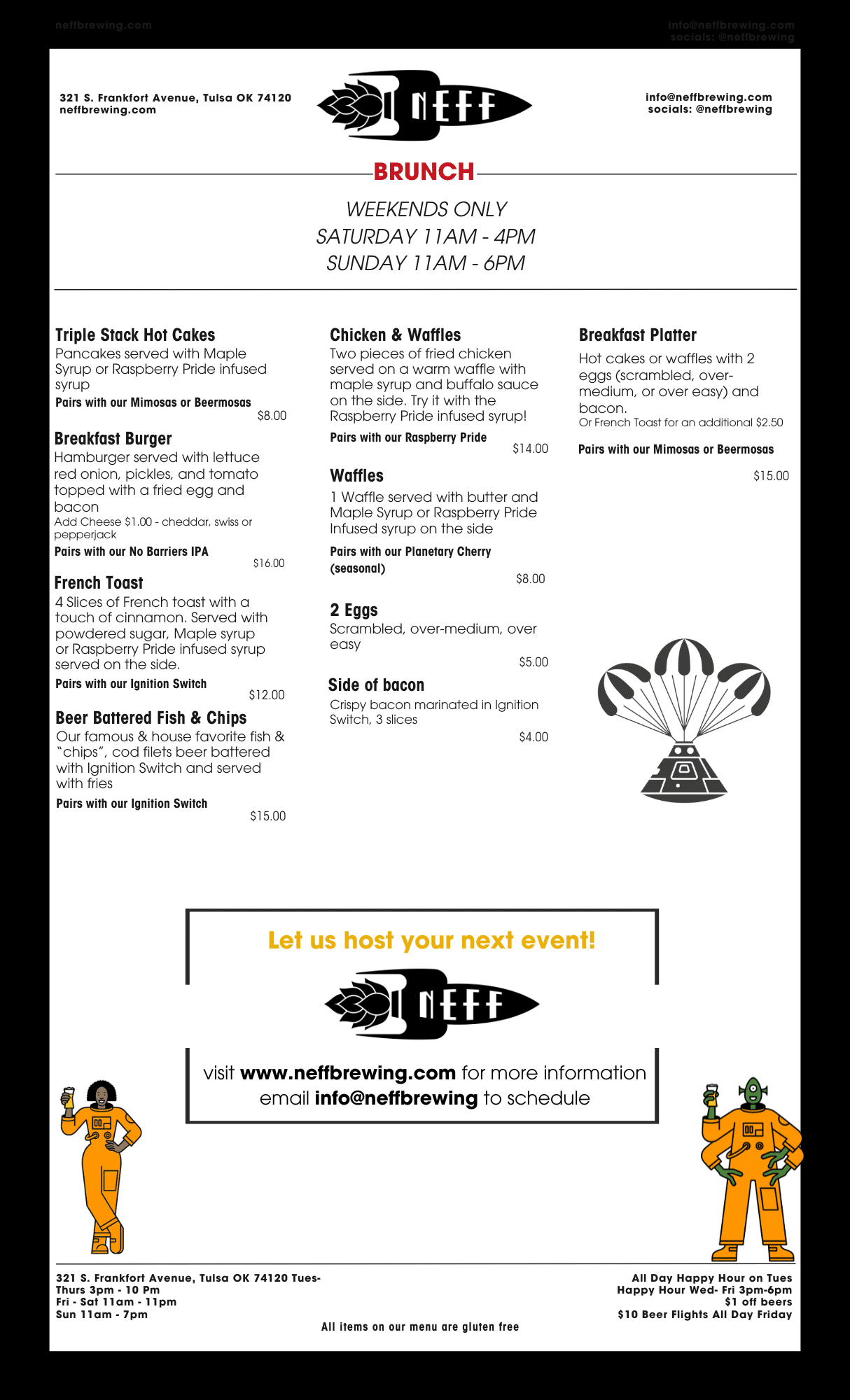 Taplist and Food Menu - NEFF Brewing